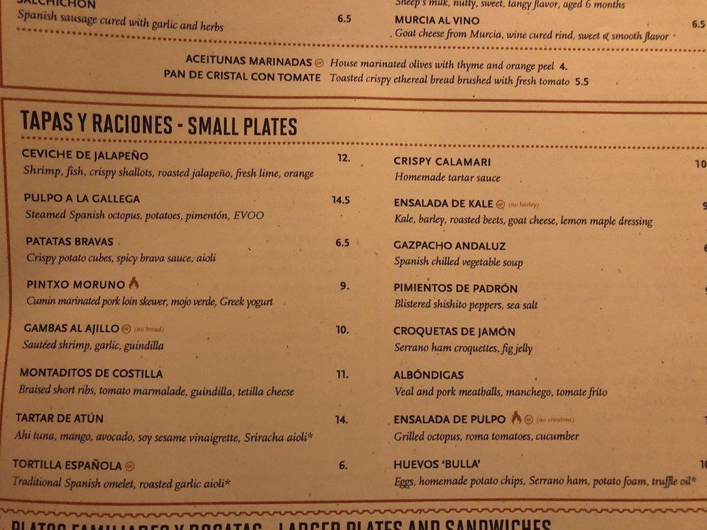 Menu at Bulla Gastrobar, Plano, Legacy Dr #180