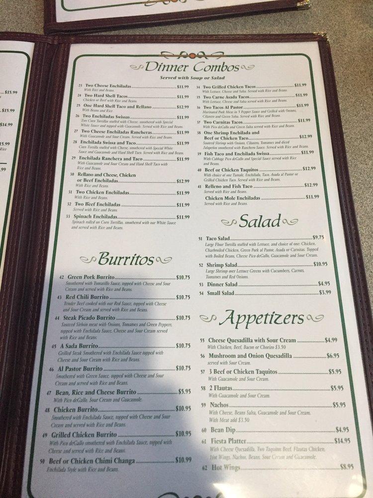 Menu at Casa Alvarez restaurant, Prescott, 321 W Gurley St
