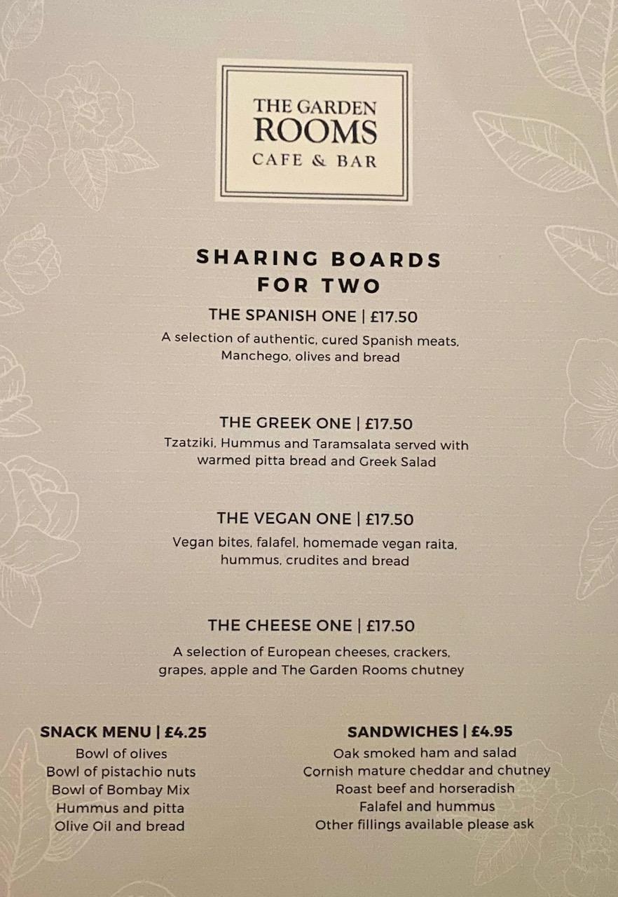Menu at The Garden Rooms pub & bar, Watford, The Garden Rooms