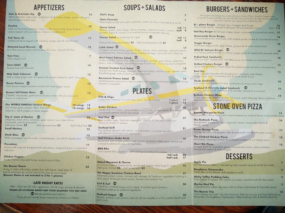 Menu at Flying Beaver Bar & Grill, Richmond