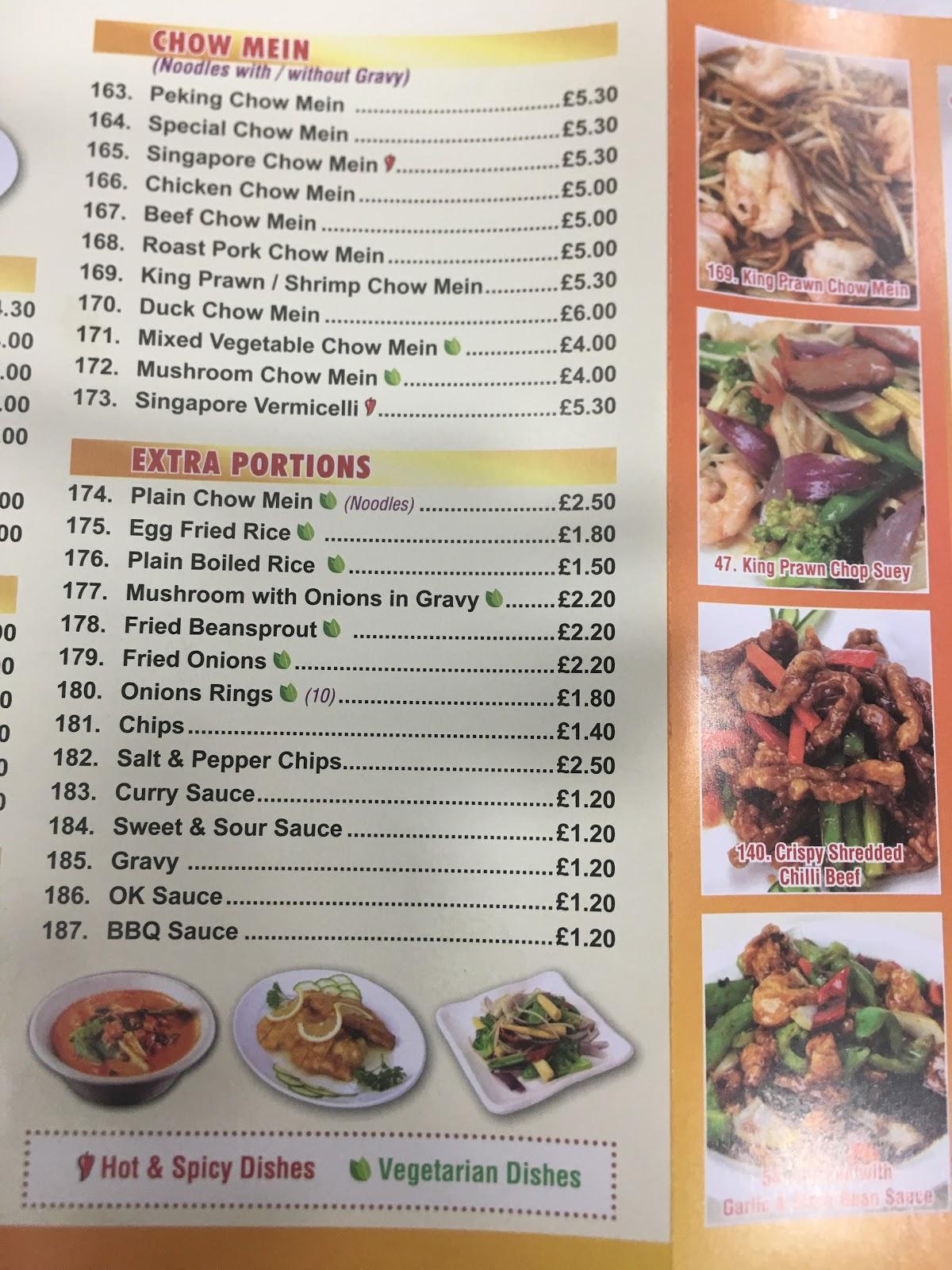 Menu at Ho-Wah fast food, Huddersfield