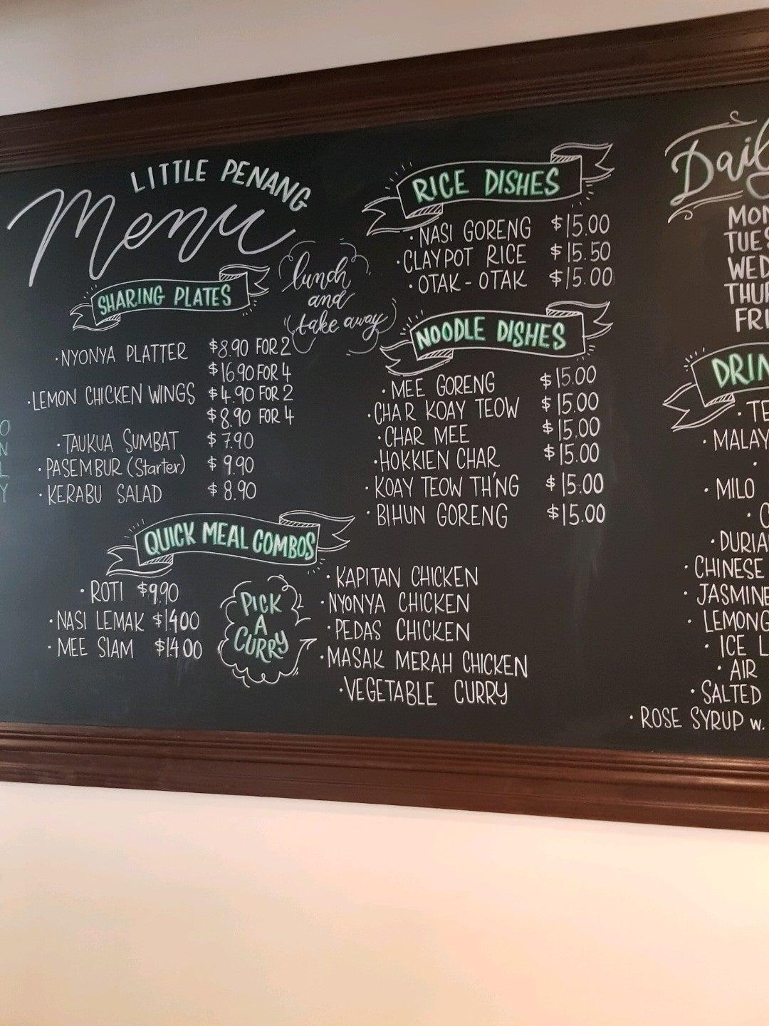 Menu at Little Penang The Terrace restaurant, Wellington, 44 The Terrace