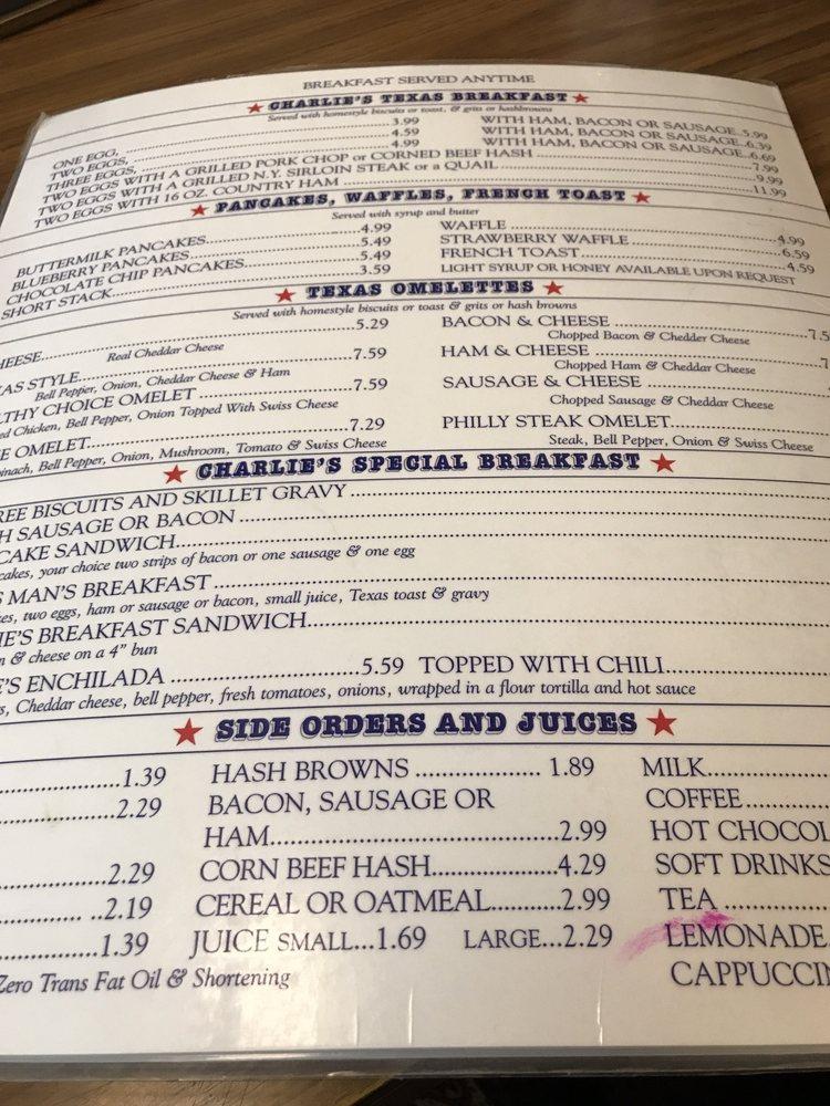 Menu at Lone Star Charlie's Family Restaurant, Lufkin