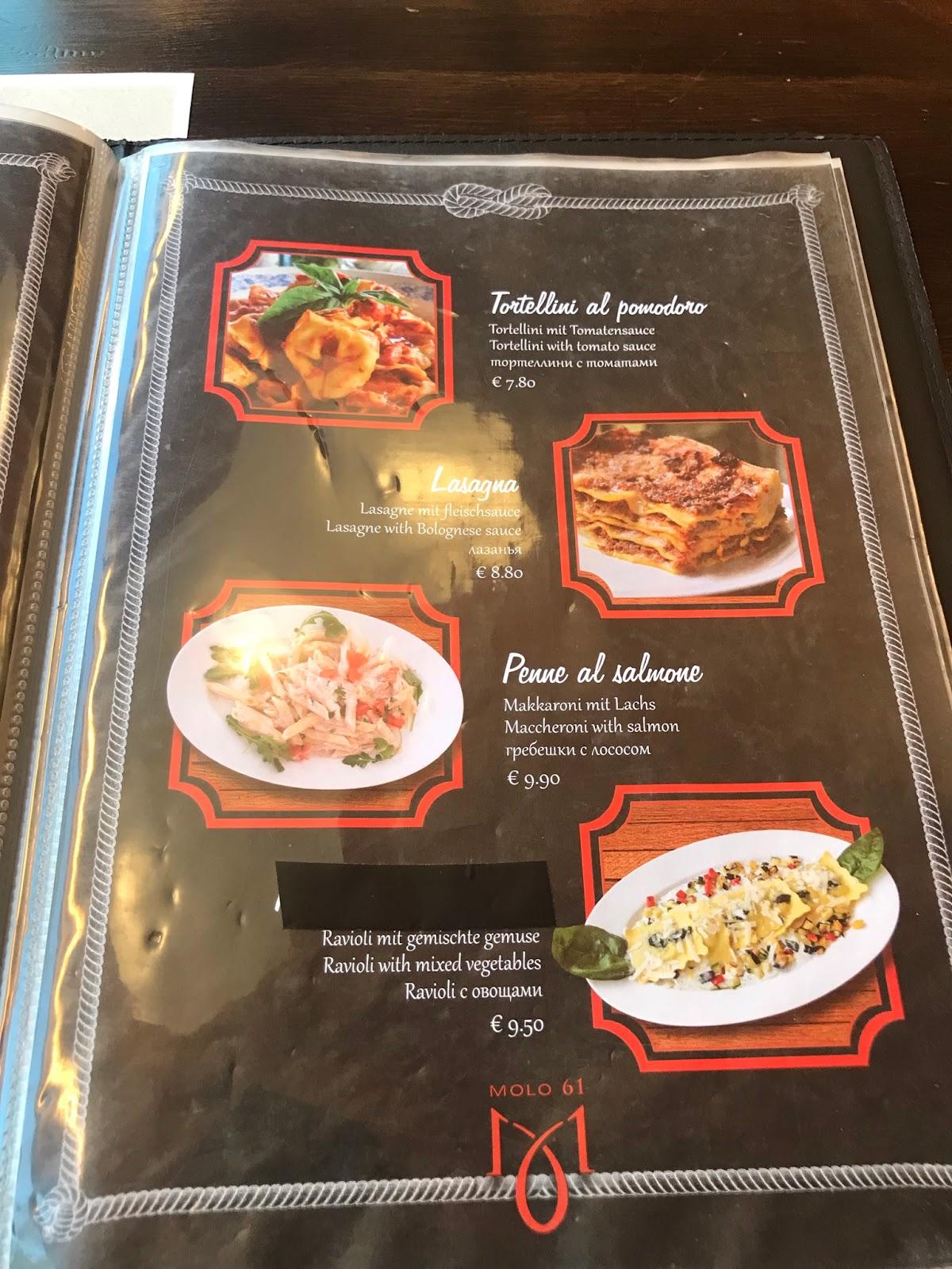 Menu at Ristorante Pizzeria Molo 61, Bibione