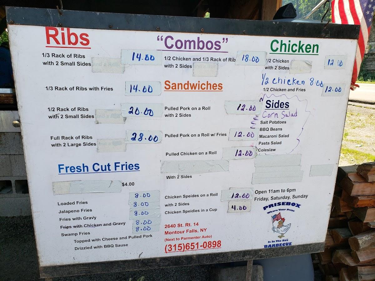 Carta de PriseBox BBQ, Montour Falls, St. Rd