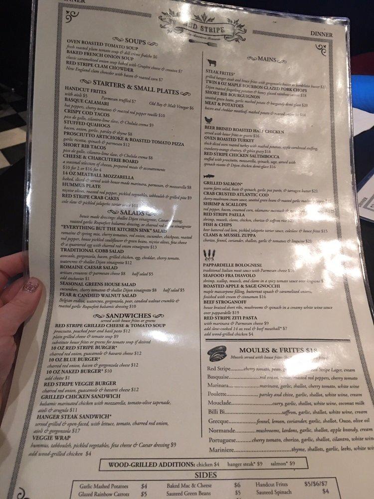 Menu at Red Stripe restaurant, Providence