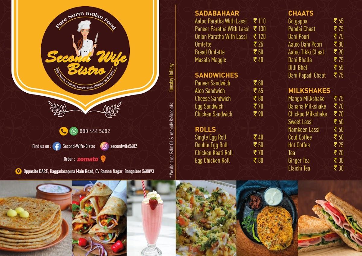 Menu at Second Wife Bistro, Bengaluru