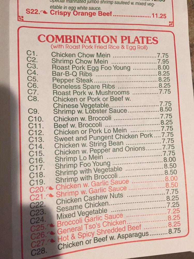 Menu at Sun Ho Chinese Restaurant, Glen Head