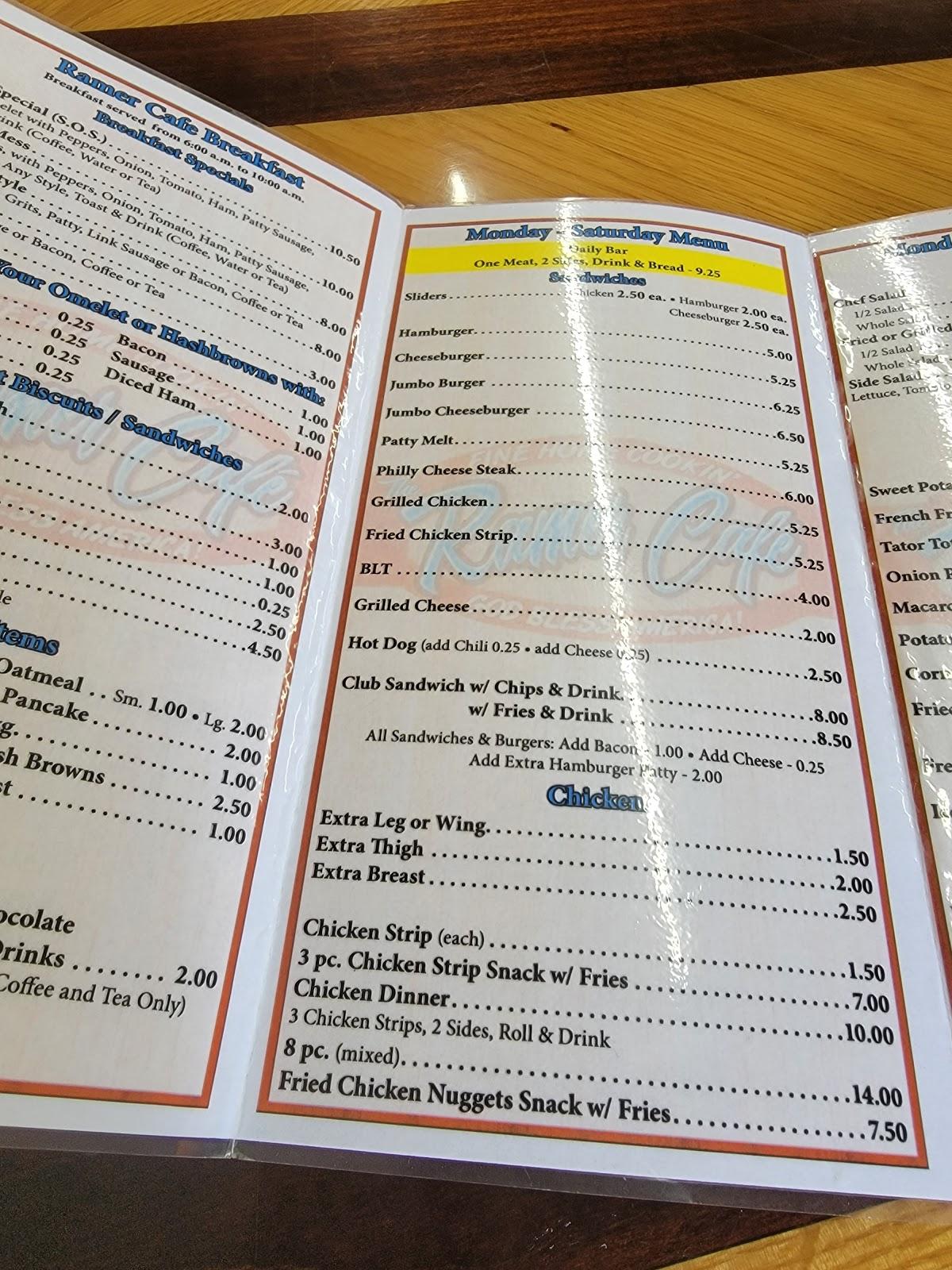 Menu at The Ramer Cafe, Ramer