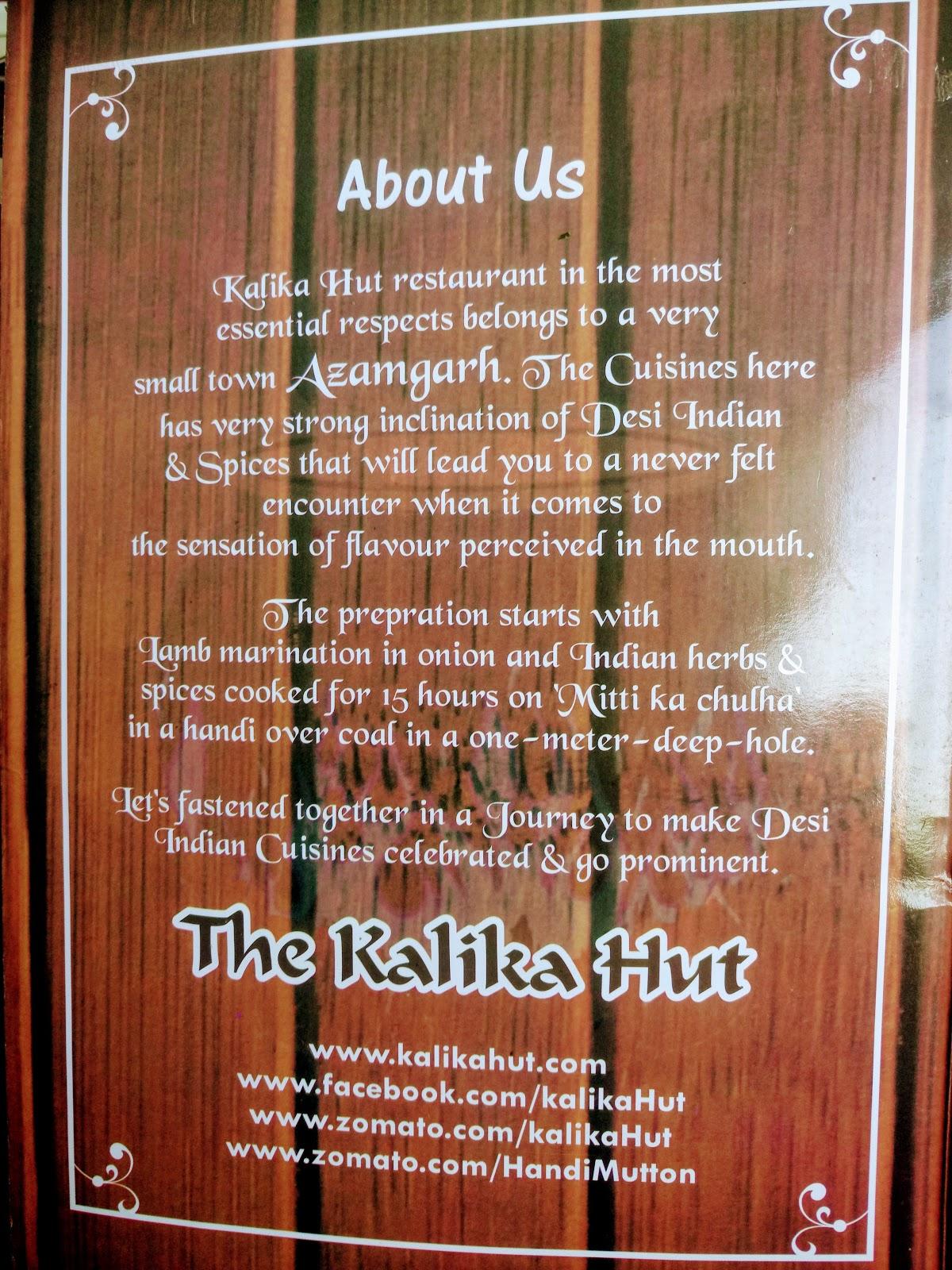 Menu at The Kalika Hut Restaurant Pvt Ltd, Lucknow, Vipul Khand 6