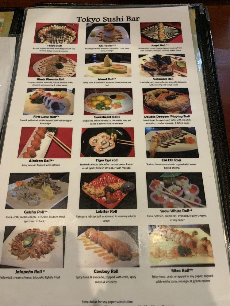 Menu at Tokyo restaurant, Carlsbad