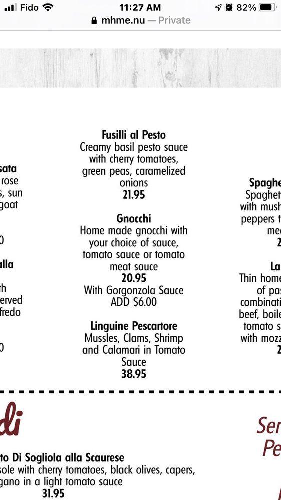 Menu at Vesuvio Ristorante pub & bar, Brampton