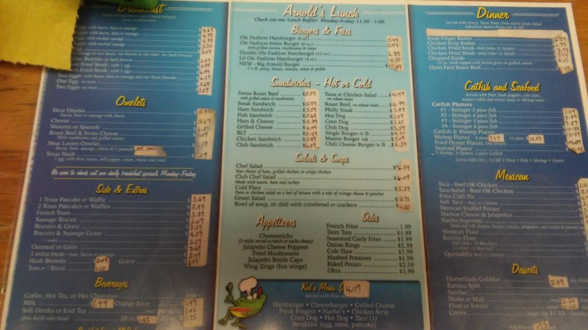 Menu at Arnold's Family Restaurant, Lone Star, 206 N Main St