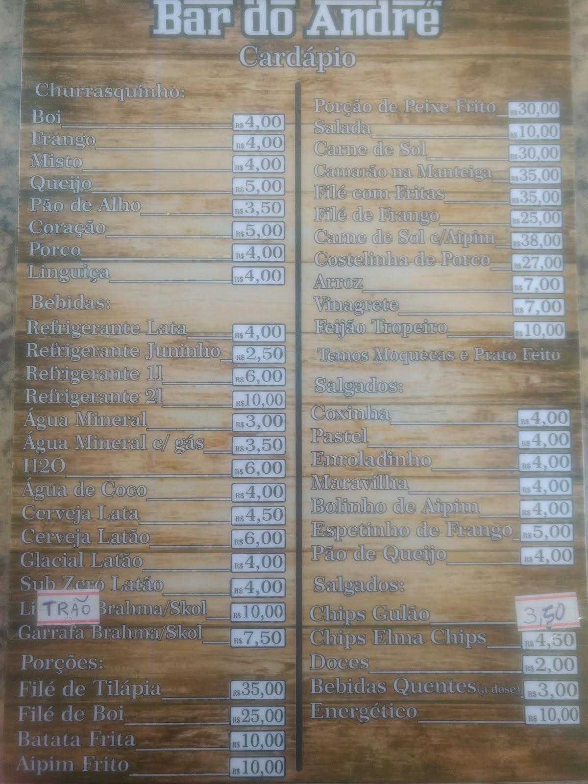 Menu em Bar Do Andre, Brasil, ES-248