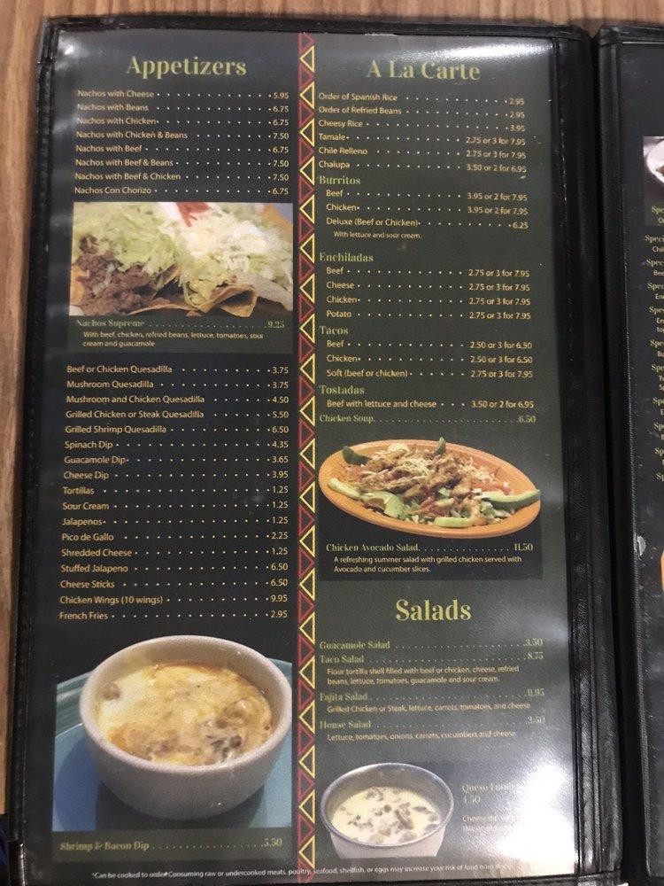 Menu at Mi Jalisco Mexican Restaurant, Ruther Glen, Rogers Clark Blvd