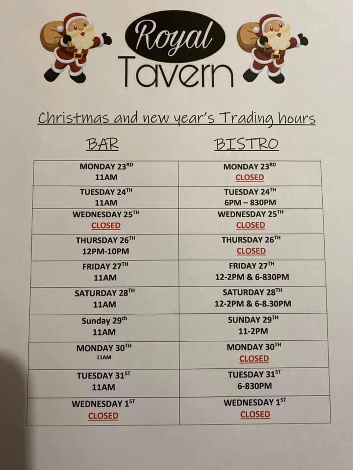 Menu at Royal Tavern Hotel Coolamon pub & bar, Coolamon