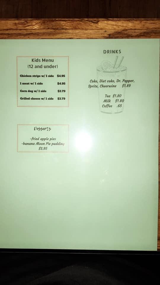 Menu at Val's Southern Kitchen restaurant, Chesnee