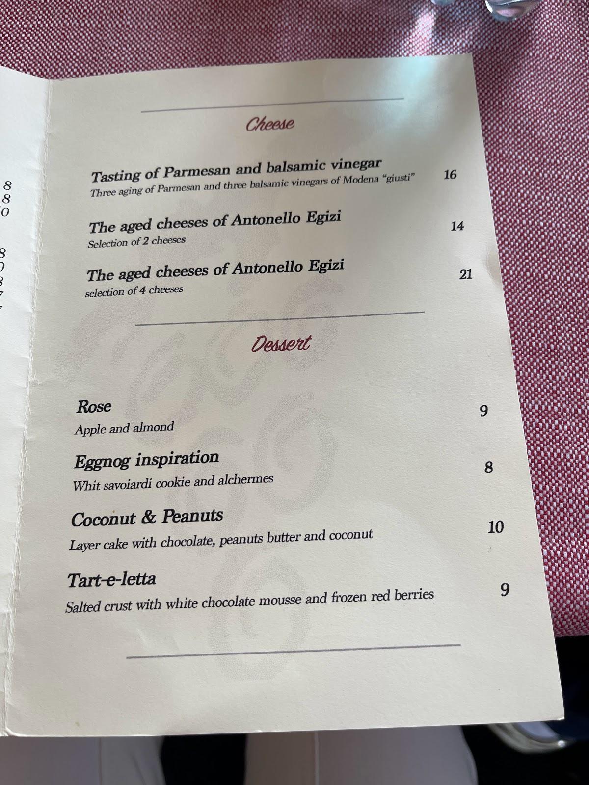 Menu da Bukowski's Bar, Roma
