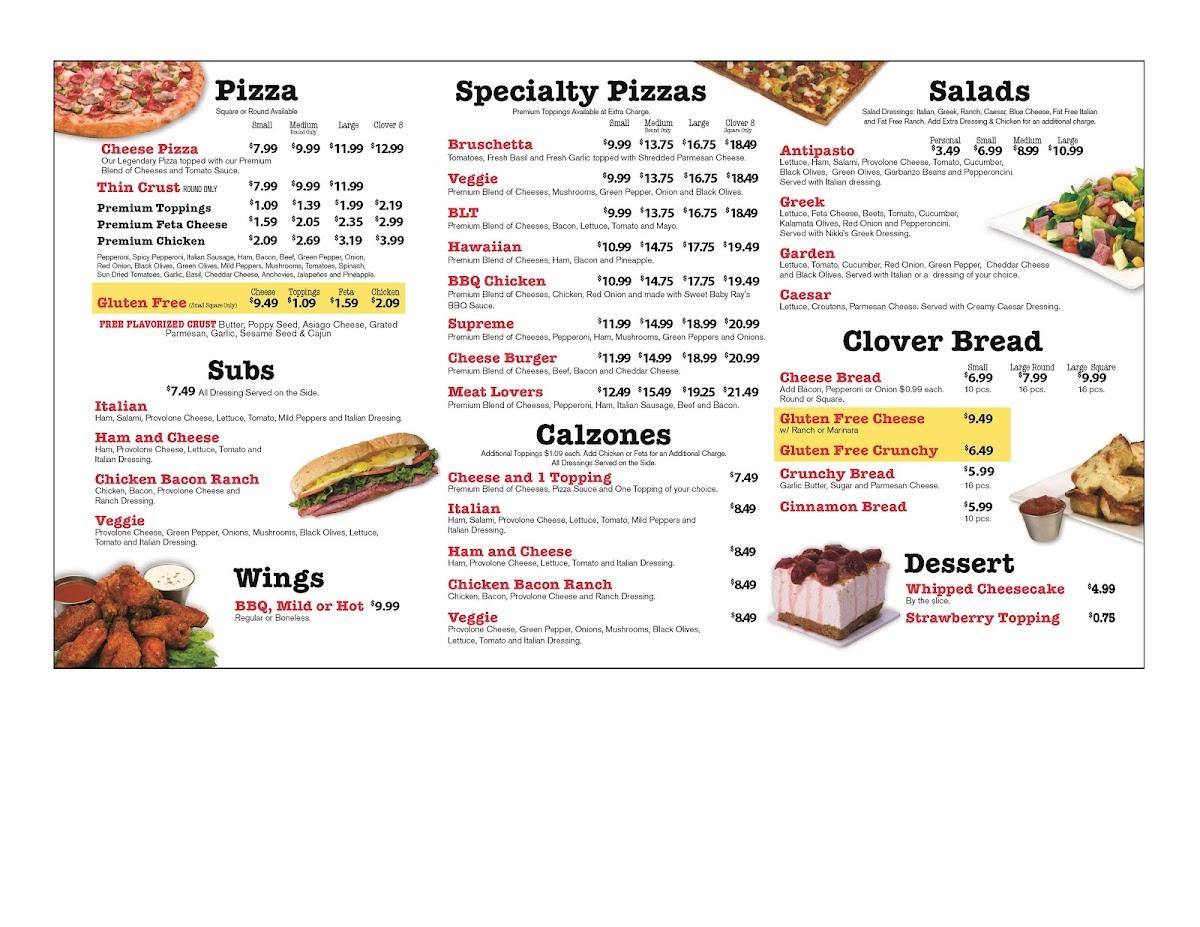 Menu at Cloverleaf Pizza pizzeria, Shelby charter Township, Dequindre Rd
