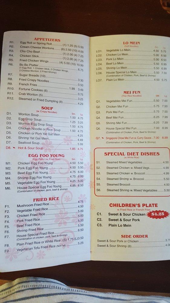 Menu at Lin Cuisine restaurant, Cushing, 801 N Little Ave