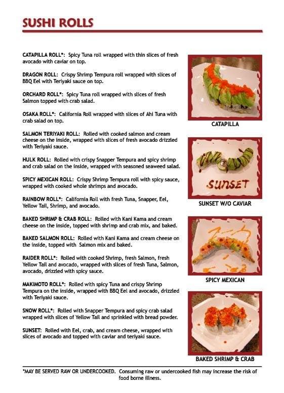 Menu at Makimoto Sushi restaurant, Auburn Hills