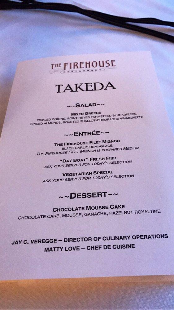 Menu at The Firehouse Restaurant, Sacramento