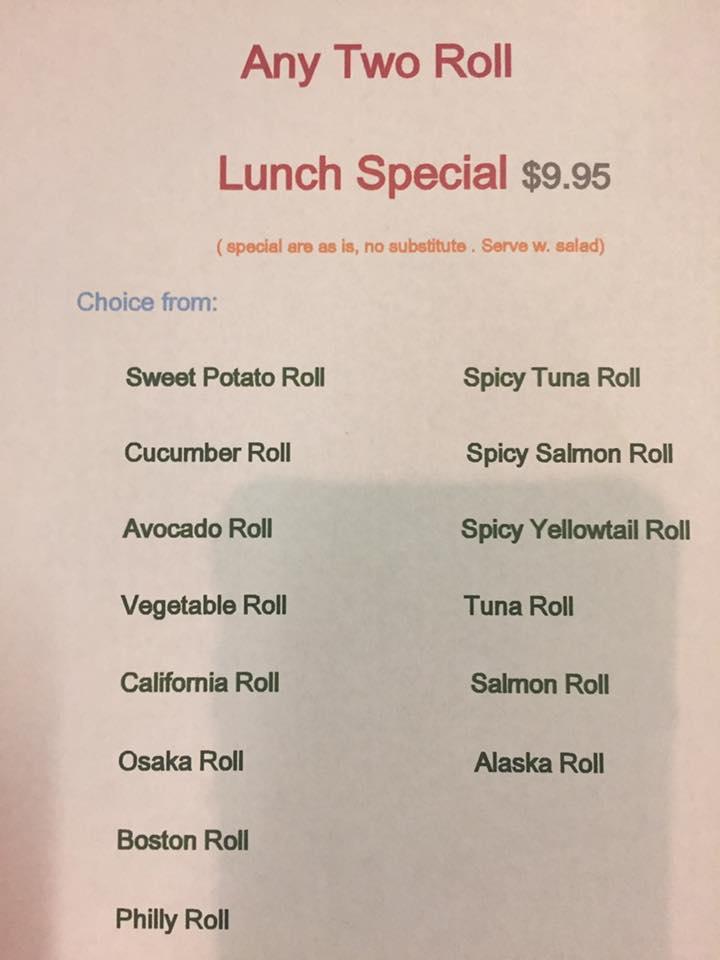 Menu at Toki sushi& steak house restaurant, LaFayette