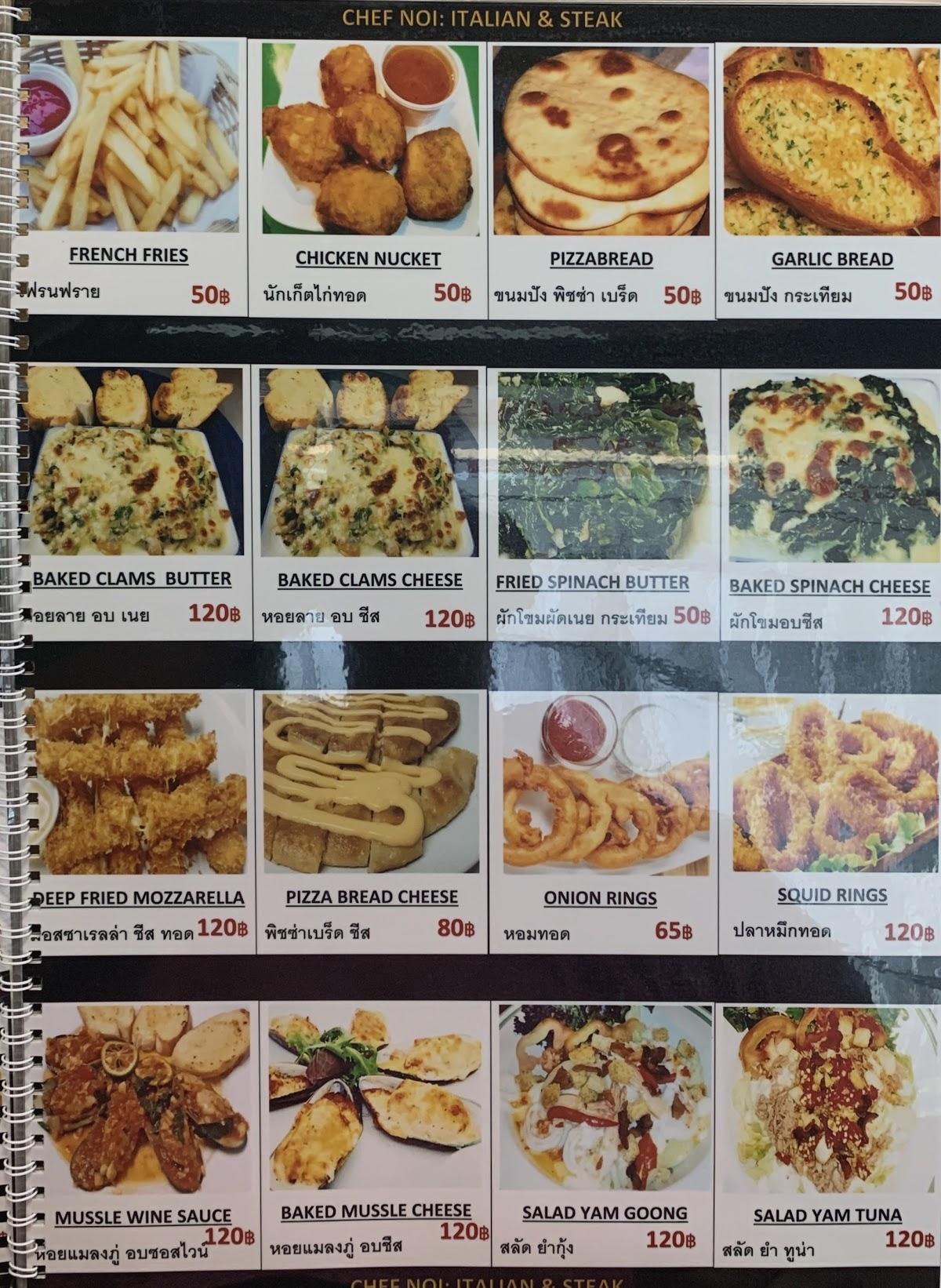 Menu at เชฟน้อย สเต็ก อิตาเลี่ยน - Chef Noi restaurant, Bangkok