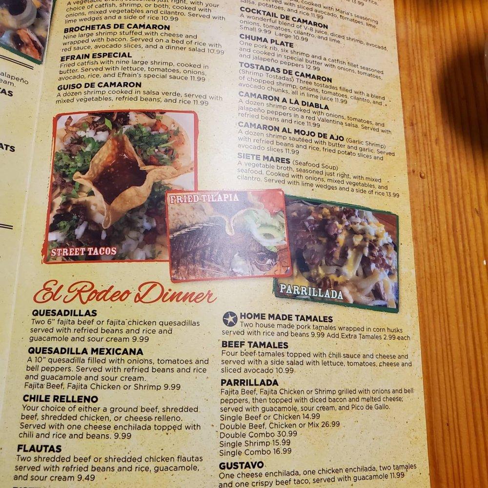 Menu at El Rodeo restaurant, Guthrie