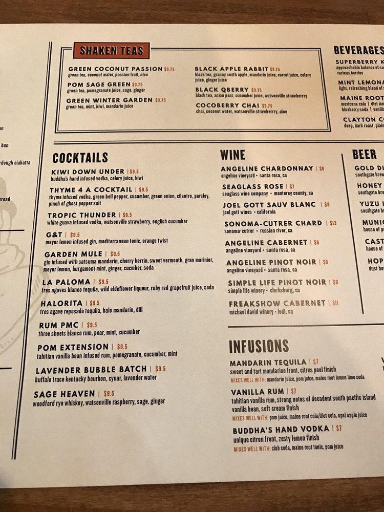 Menu at Heirloom restaurant, Fresno