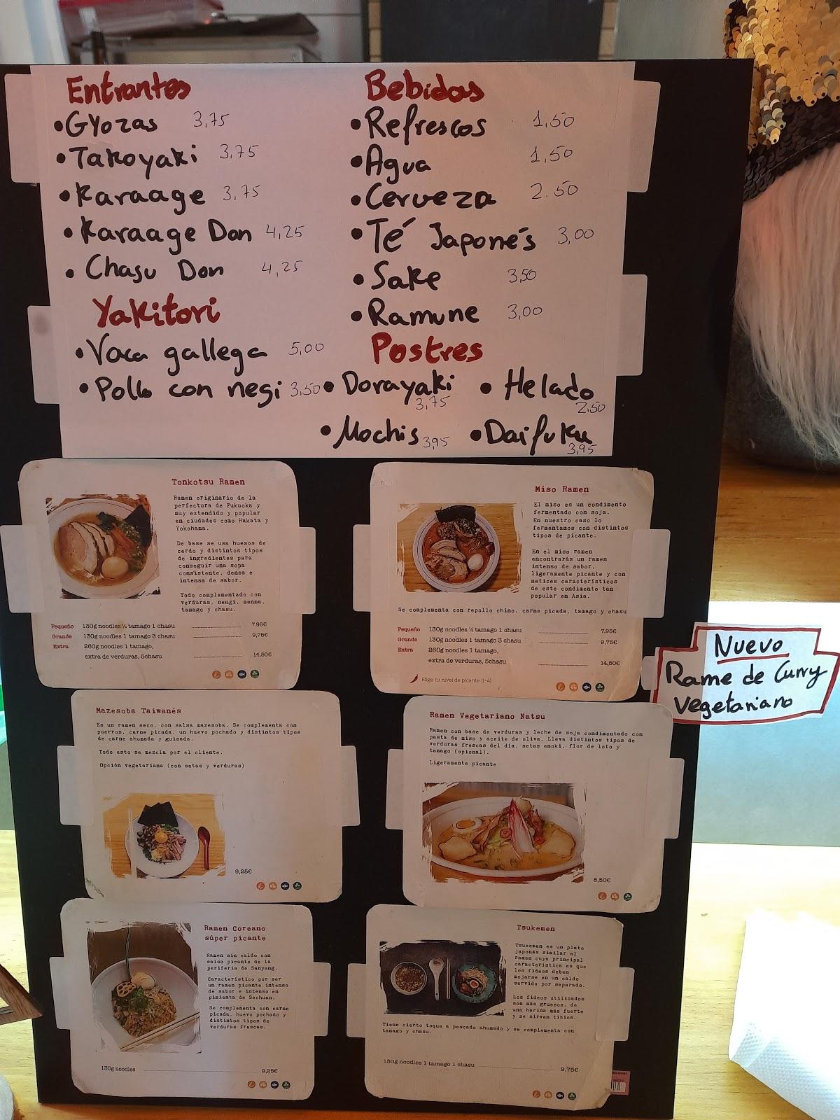 Carta del restaurante Natsu, Murcia