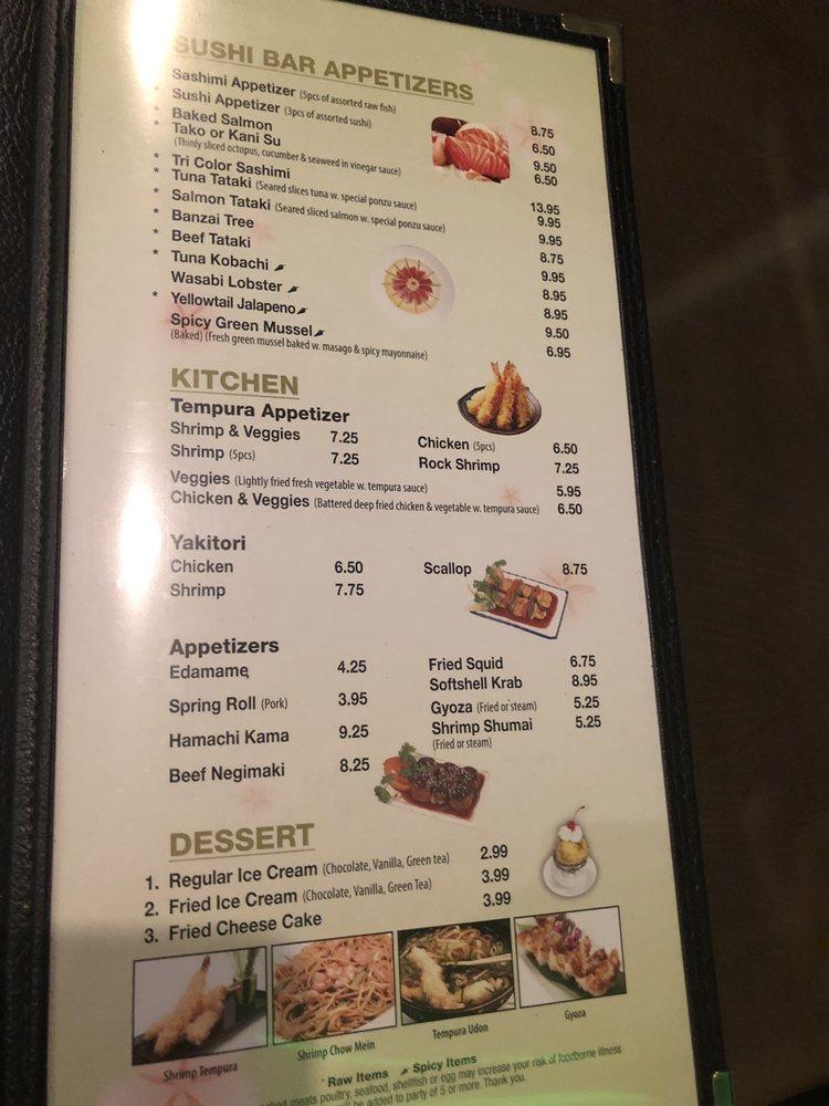 Menu at Mizu Teppanyaki & Sushi III restaurant, Poinciana