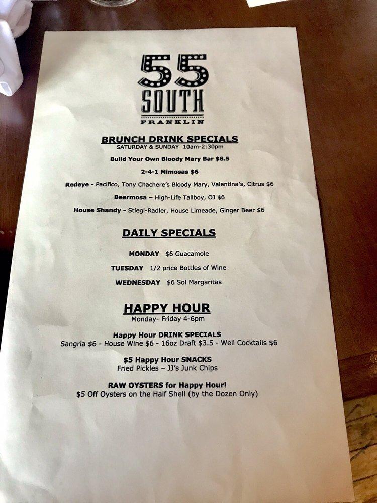 Menu at 55 South pub & bar, Franklin, 403 Main St