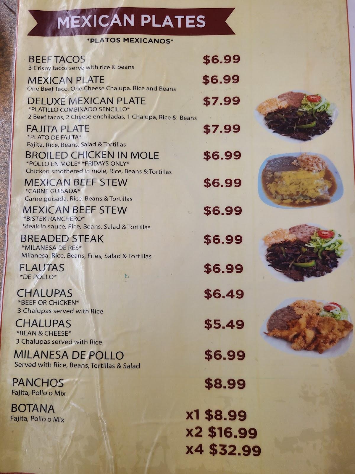 Menu at Mi Chula Restaurant, Edinburg
