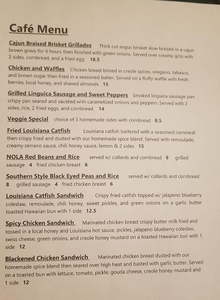 Menu at Neo Soul Cafe, Seabrook