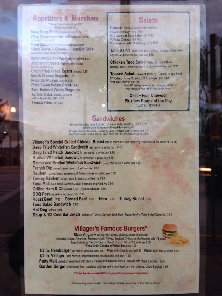 Carta de The Villager Pub, Charlevoix