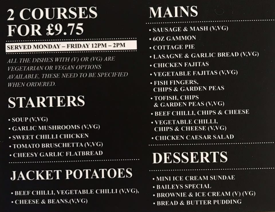 Menu at The Black Horse, Endon pub & bar, Stoke-on-Trent