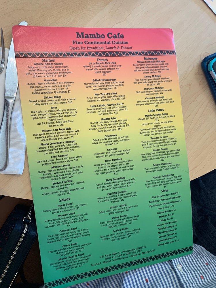Menu at Mambo Café cafe, Pleasantville