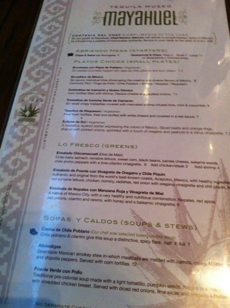 Menu at Mayahuel pub & bar, Sacramento