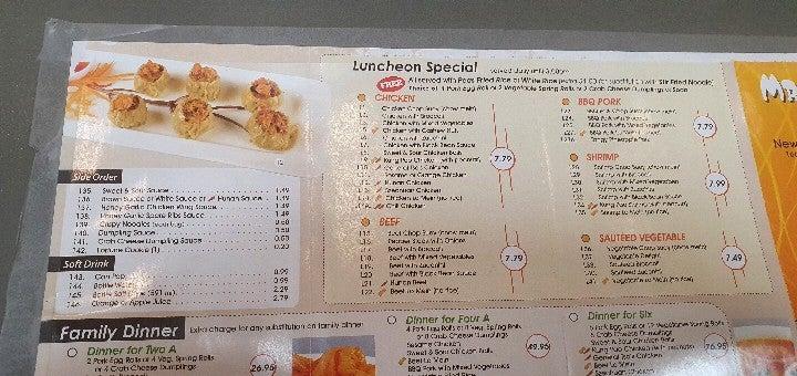 Carta del restaurante Mr Dumpling, Newmarket