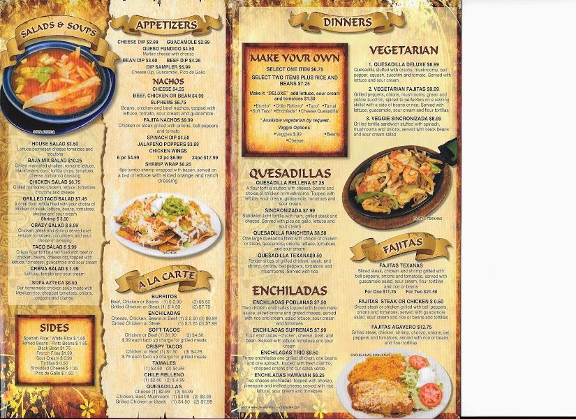 Menu at Agavero Bar & Grill, Massillon