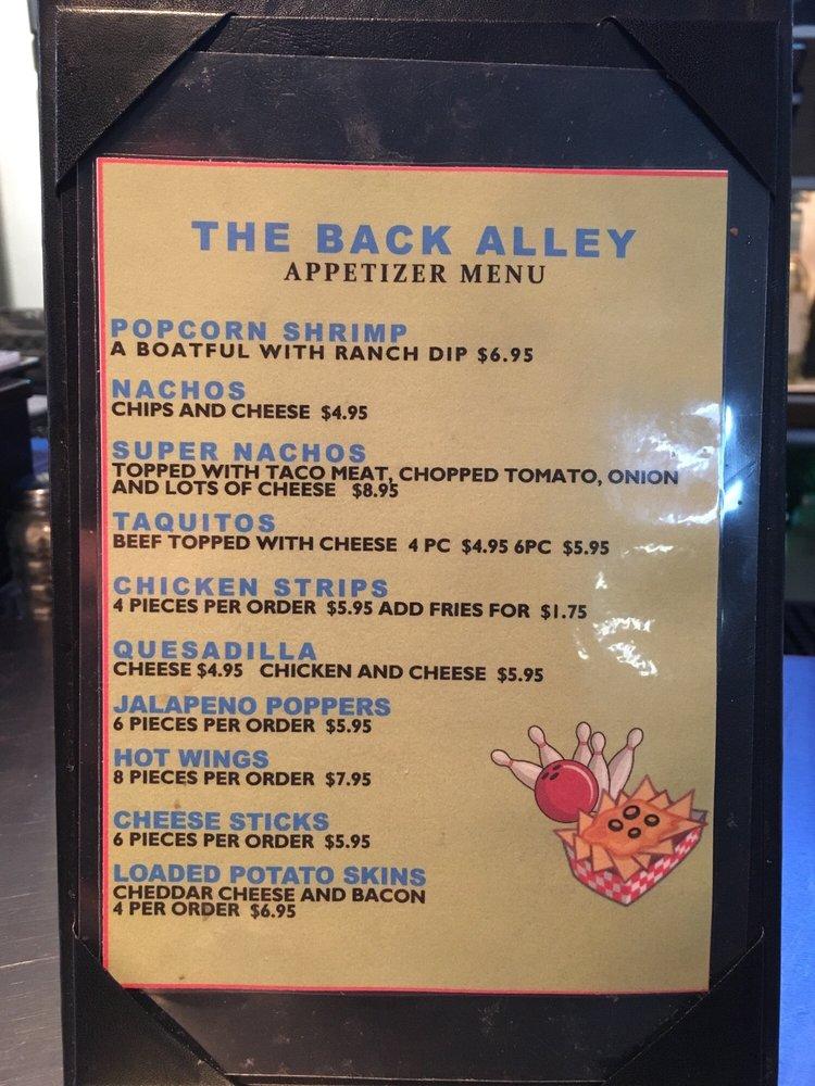 Menu at Back Alley Bowl & Grill pub & bar, Bishop