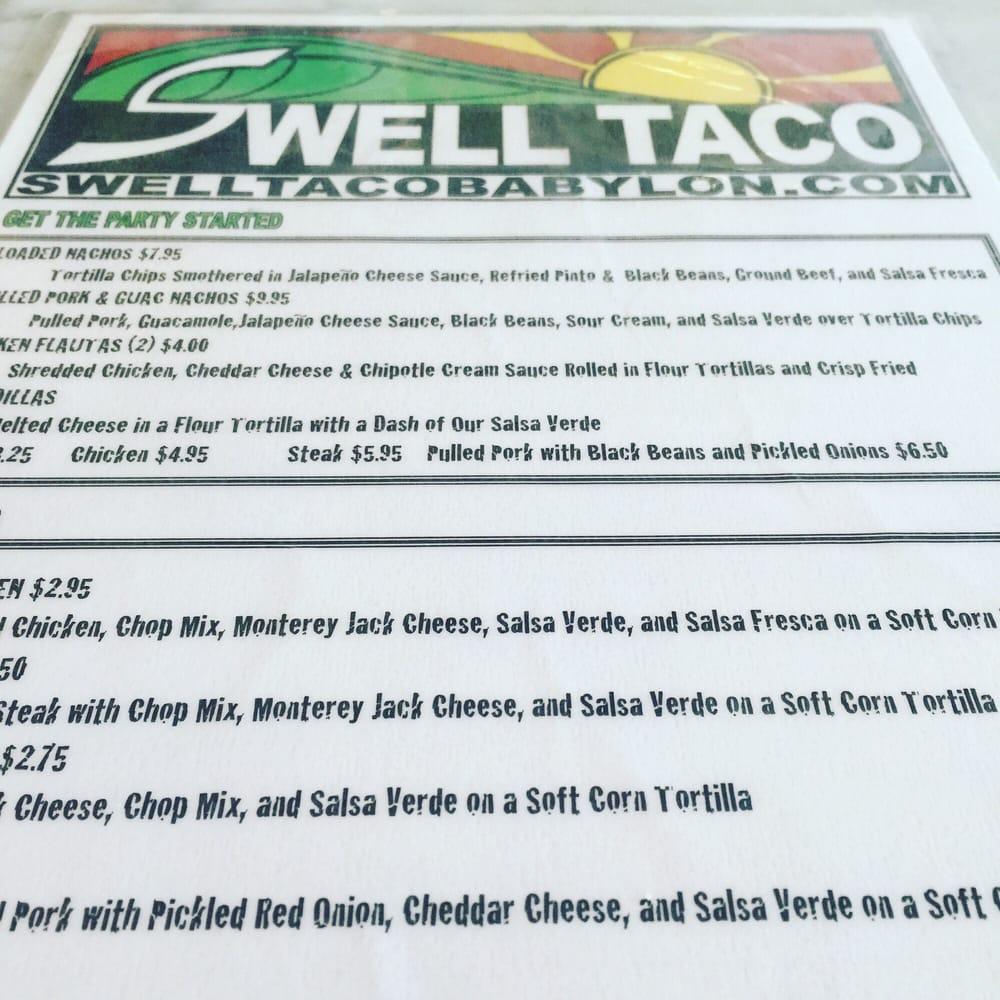 Menu at Swell Taco restaurant, Babylon
