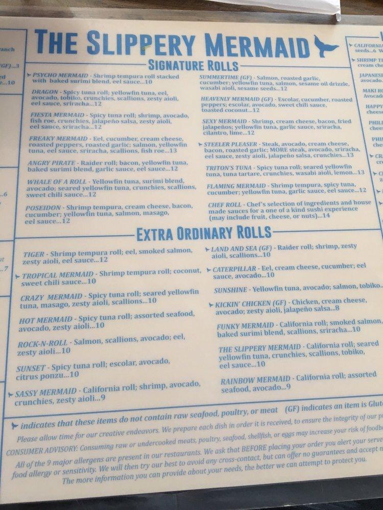 Menu at The Slippery Mermaid Sushi Bar Navarre, FL, Navarre