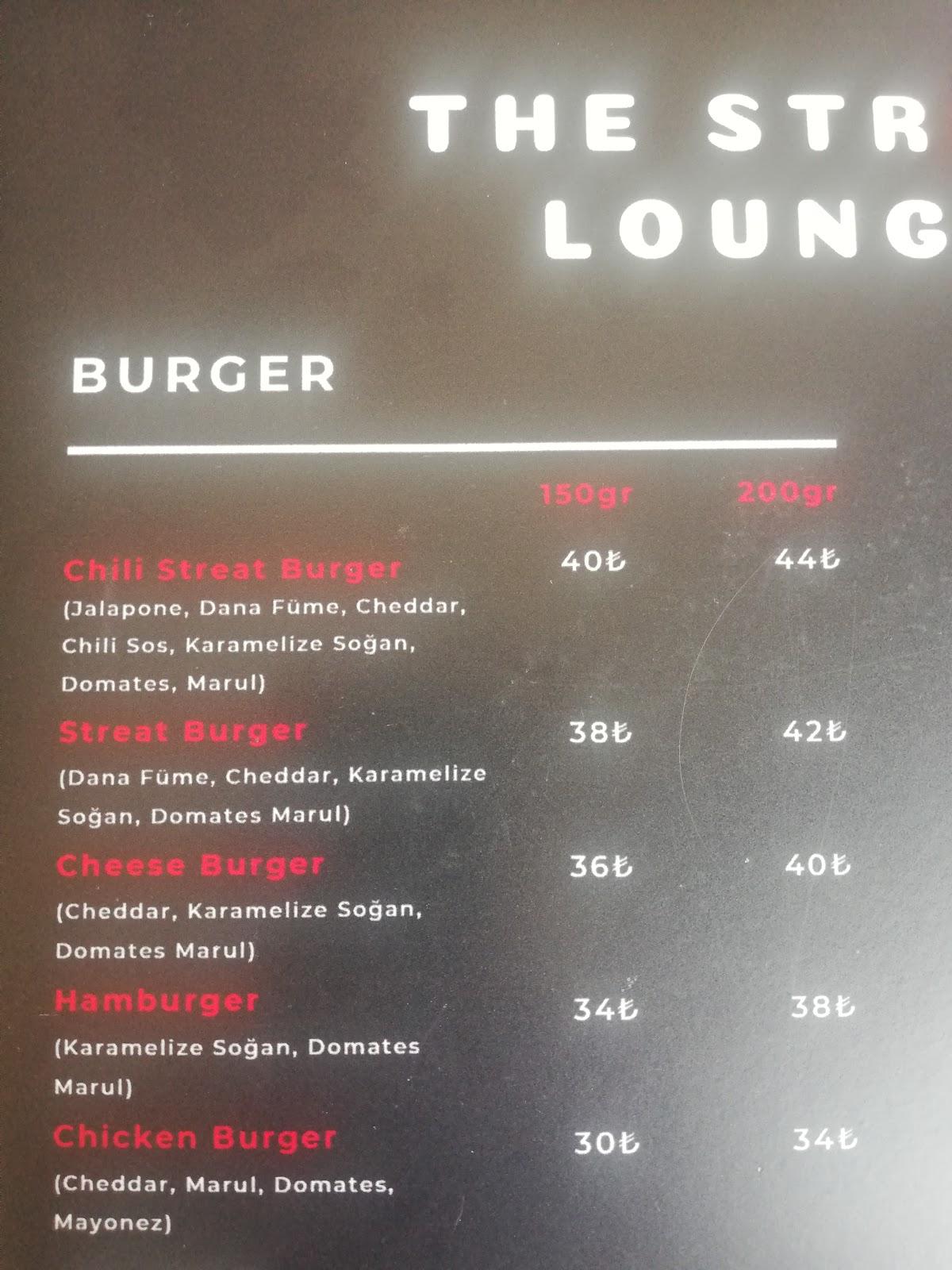 Menu at The Streat, Maslak Mahallesi