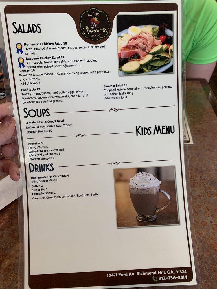 Menu at All Things Chocolate & More restaurant, Richmond Hill, Ford Ave