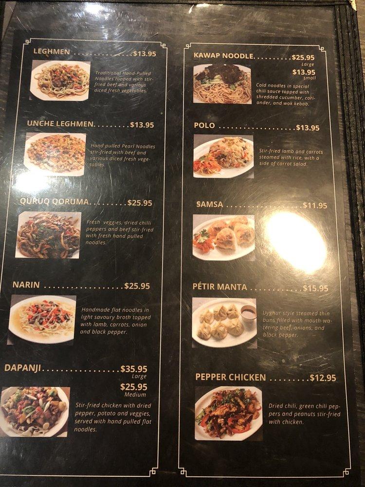 Menu au Dolan Uyghur Cuisine restaurant, Toronto