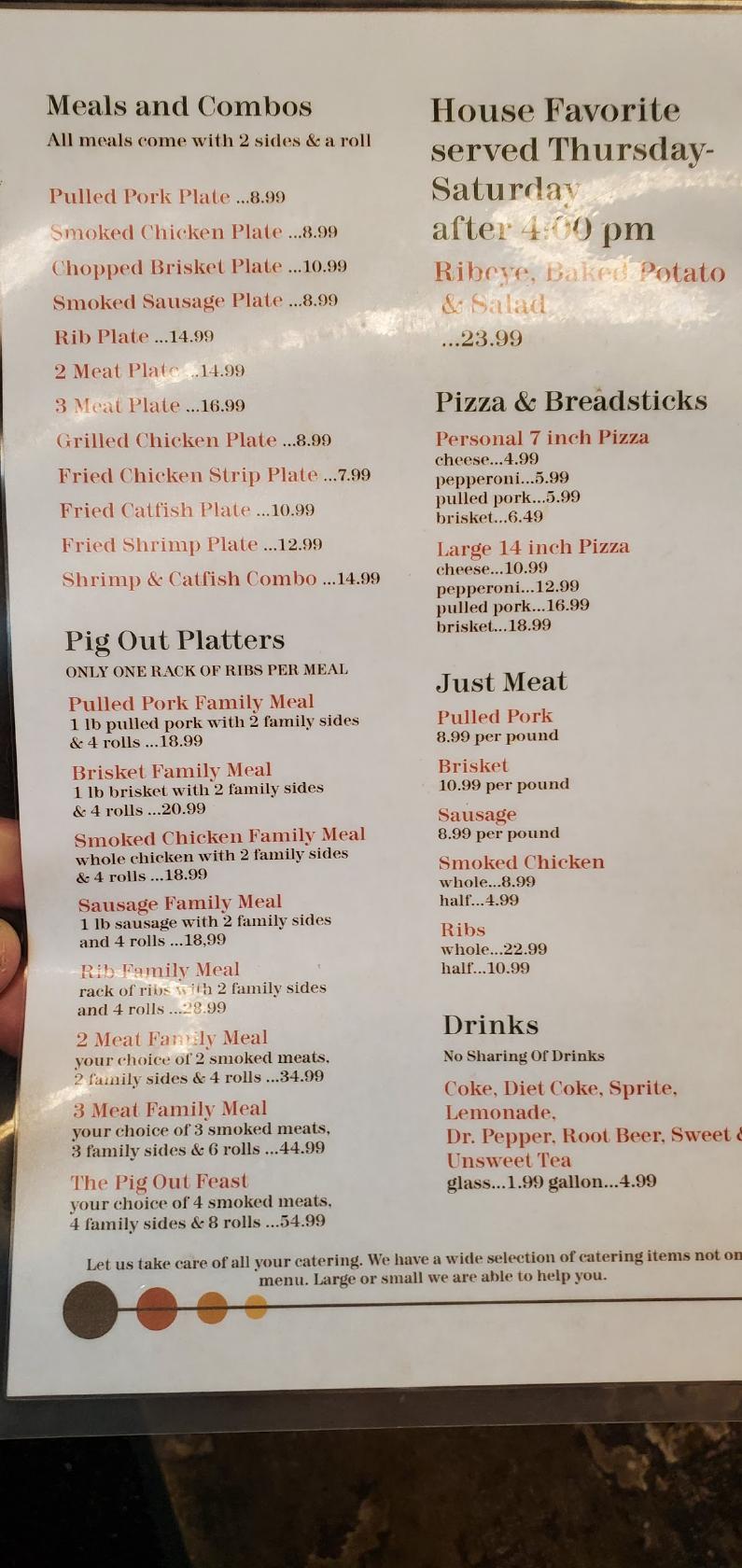 Menu at Hog Heaven Smokehouse restaurant, Sun, LA-21