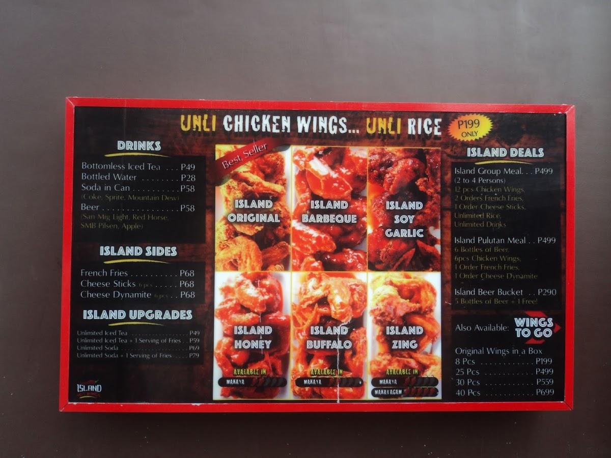 Menu at Island Hot Wings - Marina Mall restaurant, Cebu City, 8XGG+5VX