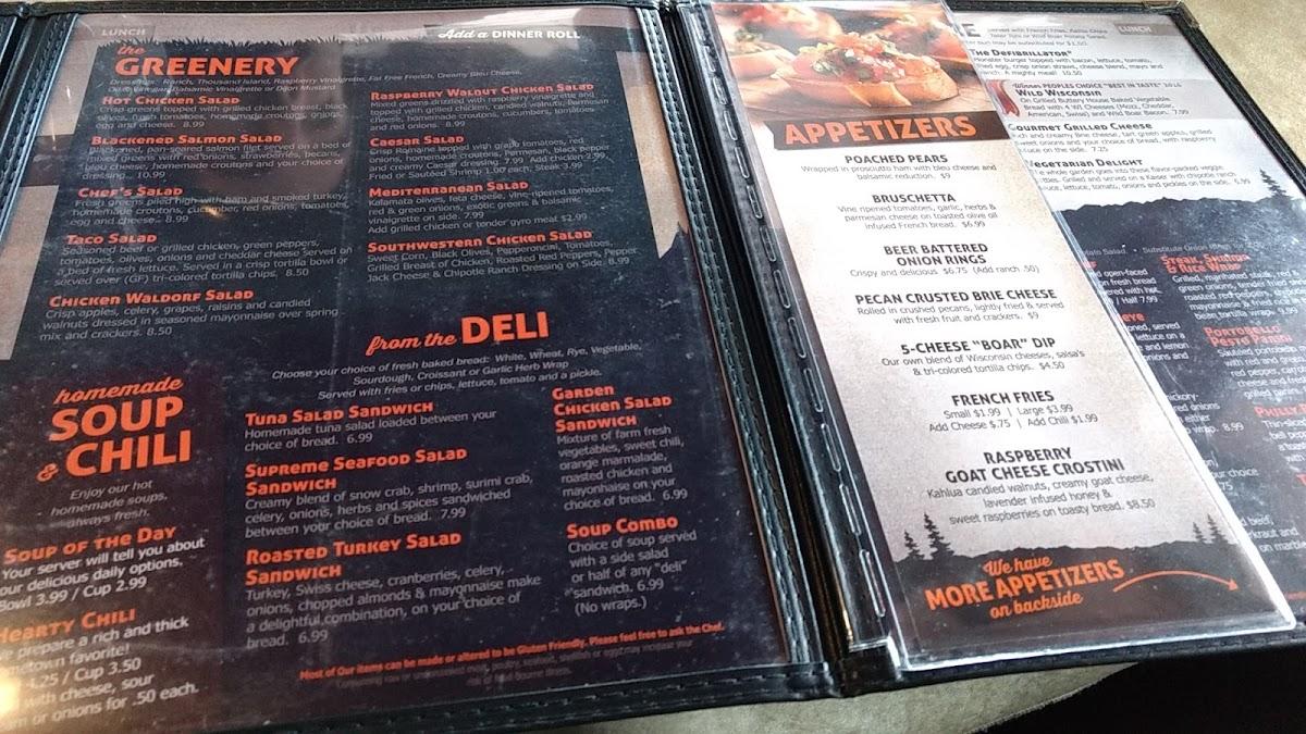 Menu at The Wild Boar Restaurant, Woodruff